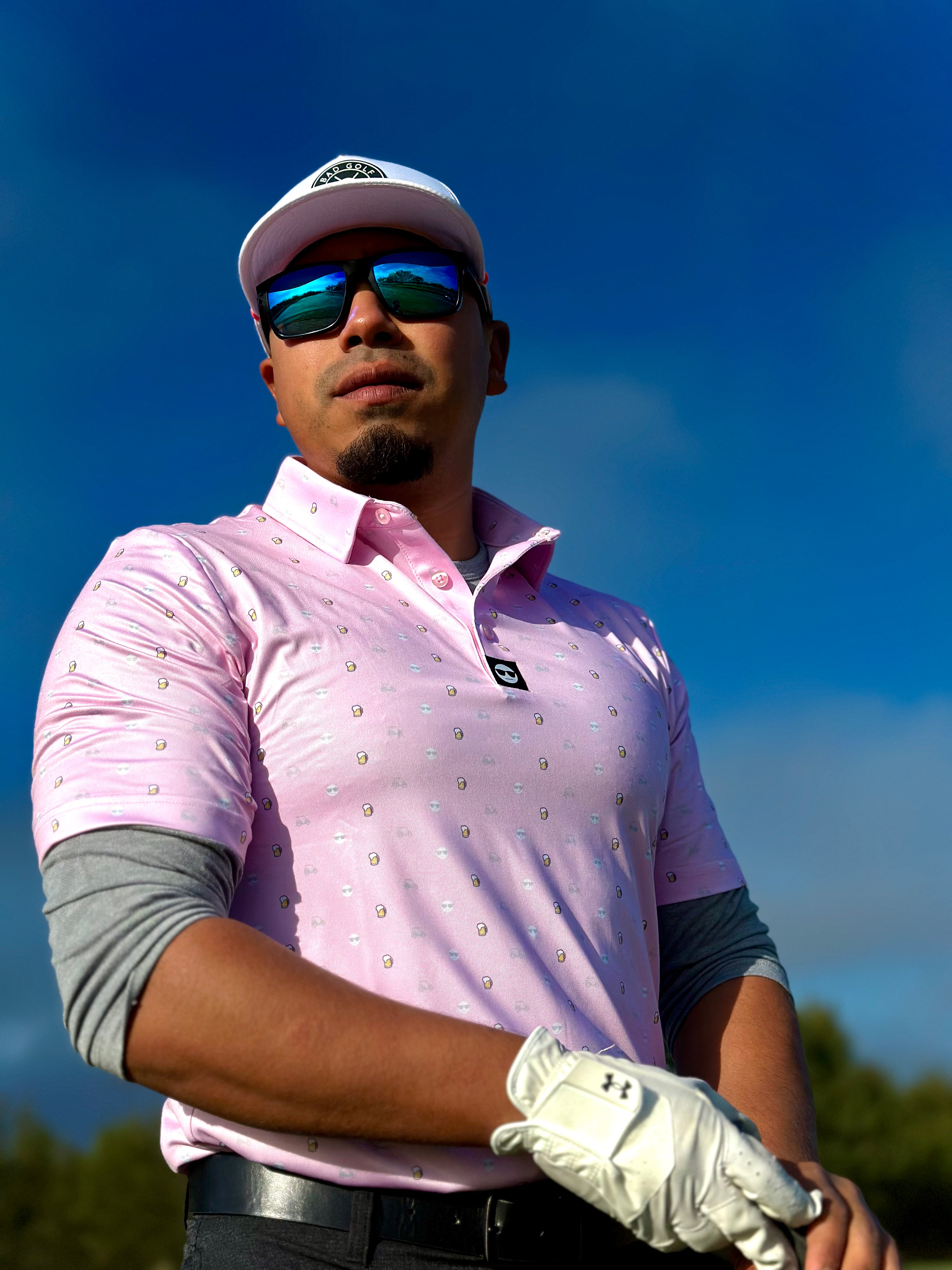 Brew Performance Men's Polo | Pink Brew Polo | BAD GOLF BRAND – BAD ...